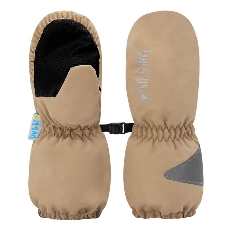 Kids Rain Mittens | Soft Brown for Babies | Jan & Jul