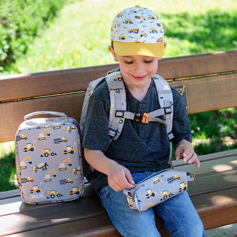 Kids Pencil Case | Grey Construction for Boys and Girls | Jan & Jul