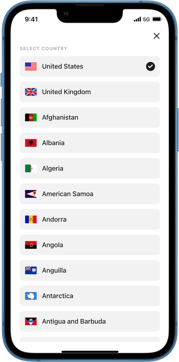 Modern and Minimalistic Country Picker with Flags in React Native - WithFrame