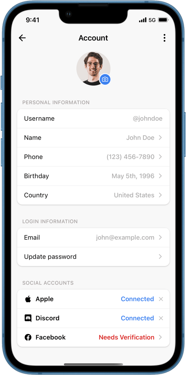 Account Forms - React Native Components - WithFrame Account Forms - React Native Components - WithFrame