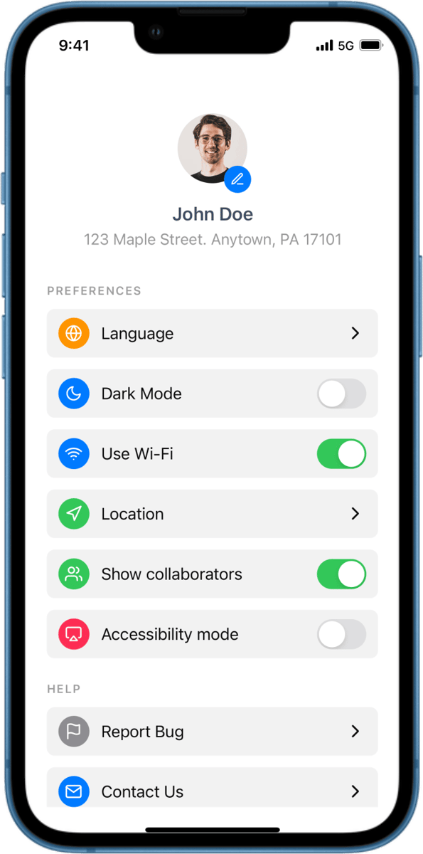 Settings Screens - React Native Components by WithFrame