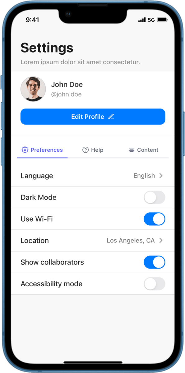 Settings Screens - React Native Components by WithFrame Settings Screens - React Native Components by WithFrame