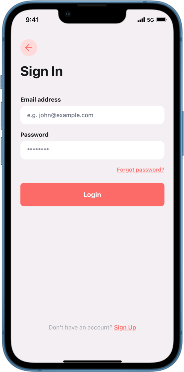 Sign In Forms - React Native Components by WithFrame