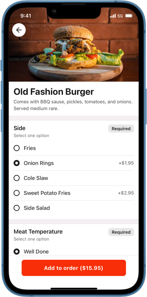 Food Delivery Product Screen in React Native - WithFrame