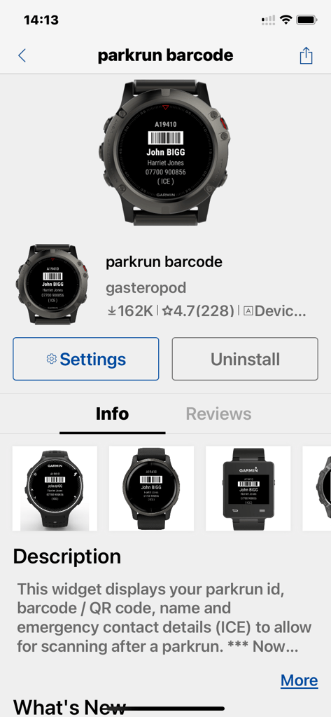 parkrun barcode on Garmin now stores 7 IDs
