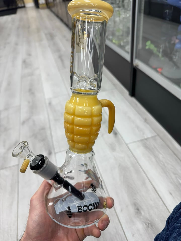 Mk glass grenade beaker | Shop Round Bottoms on GlassPass