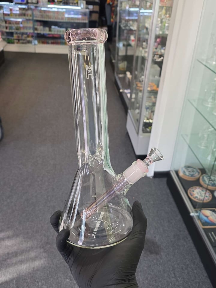 12" Beaker Clear w/ Pink | Shop Beakers on GlassPass