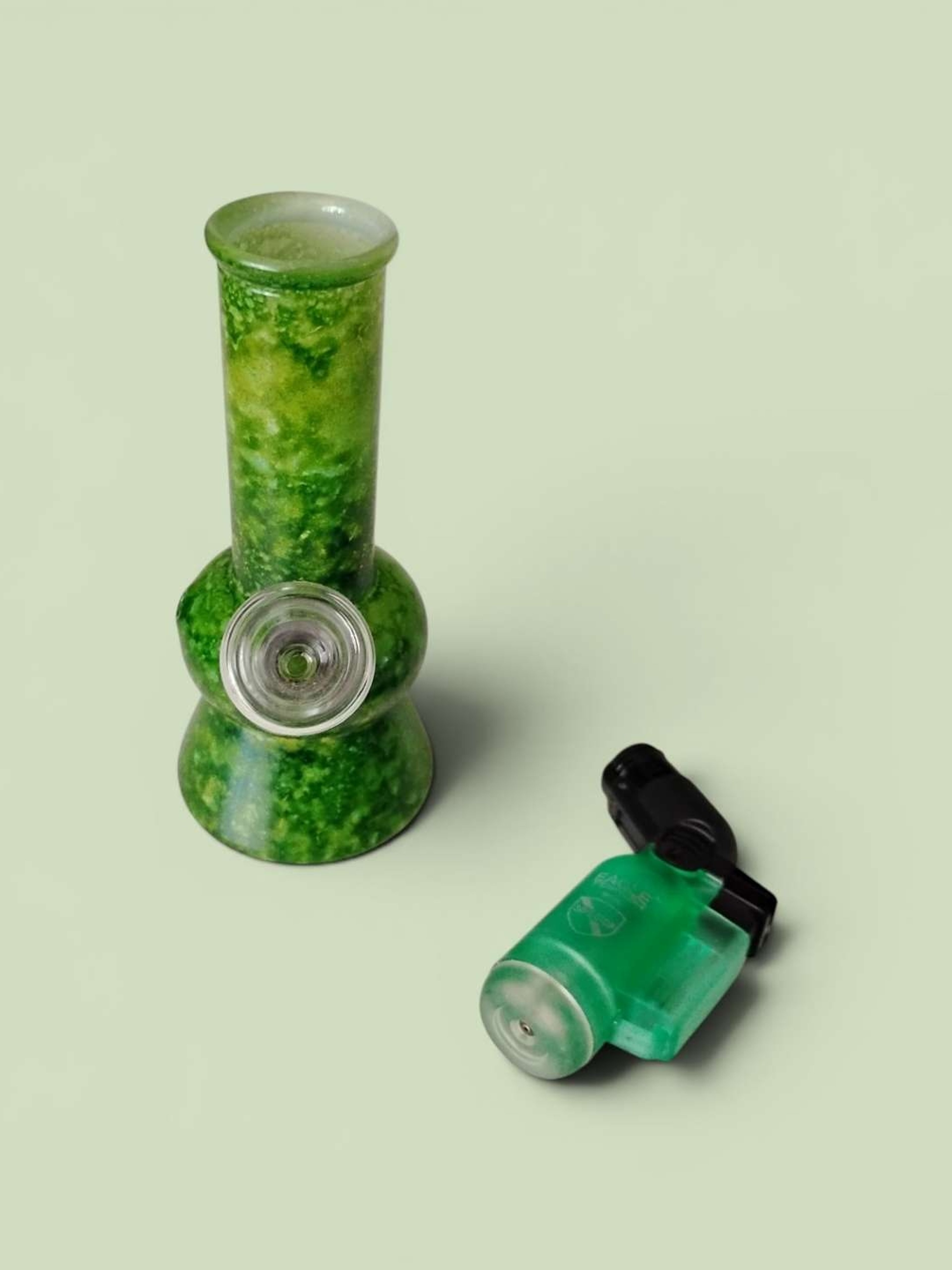 Green Mini Bong & Torch... | Shop Round Bottoms on GlassPass