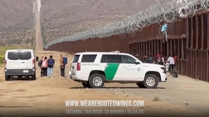 Mob of Illegals Climb Over California Barrier, ‘High-Five’ Border ...