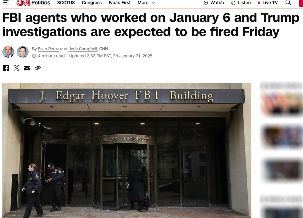 Trump to Fire FBI Agents Who Worked on J6 Cases, Orders Several Senior Level Leaders To Resign ...