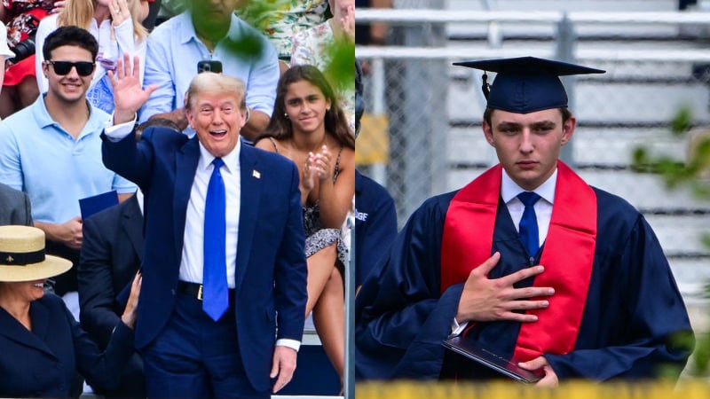 Trump & Melania Cheer On Barron At HS Graduation