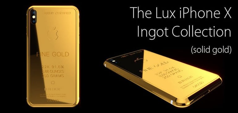 Gold plated and diamond encrusted iPhone X from Brikk