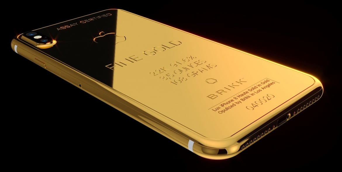 Gold plated and diamond encrusted iPhone X from Brikk