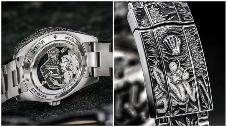 Jewelry artist hand-engraves a Rolex to make the world’s first weed ...