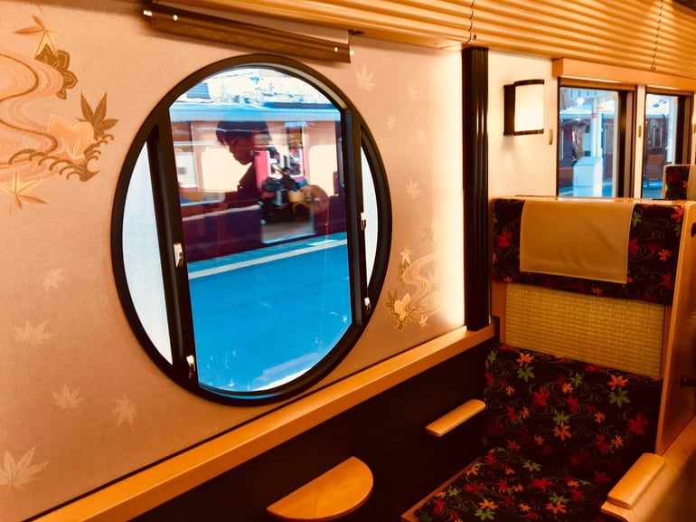 Inside a Japanese sightseeing train whose interiors are designed like a ...