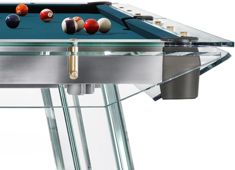 The $62,000 transparent pool table comes fitted with 24K gold plated ...