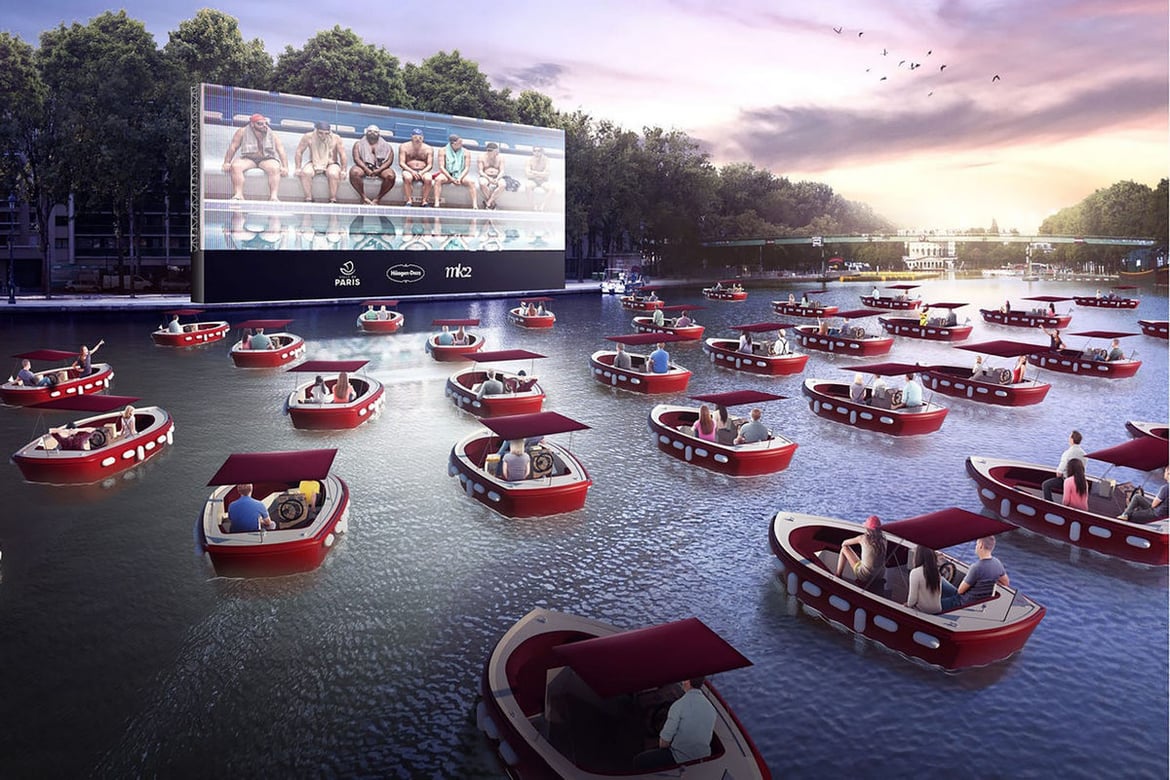 Have a look at this floating movie theater in Paris complete with ...