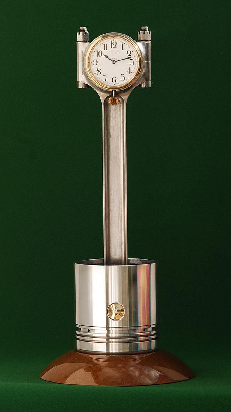 This limited edition desk clock has been crafted out of engine parts ...