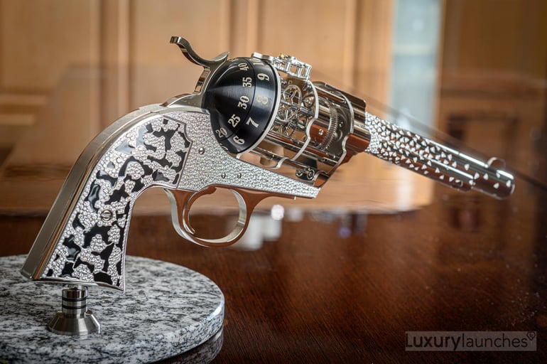Hyper-exclusive horology: The one-of-a-kind revolver-styled table clock ...