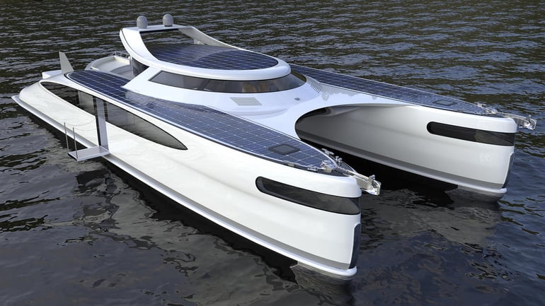 This solar-powered hybrid catamaran can travel on water and land ...