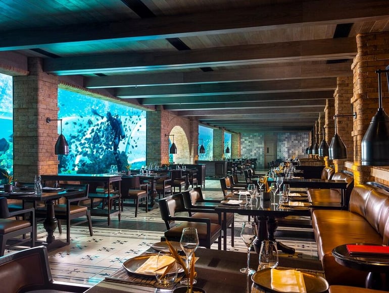 Housed inside an aquarium the Koral Restaurant in Bali is the most ...