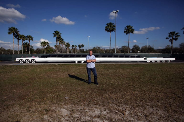 Its 100 feet long, has 26 wheels, a jacuzzi, a golf course, and even a ...