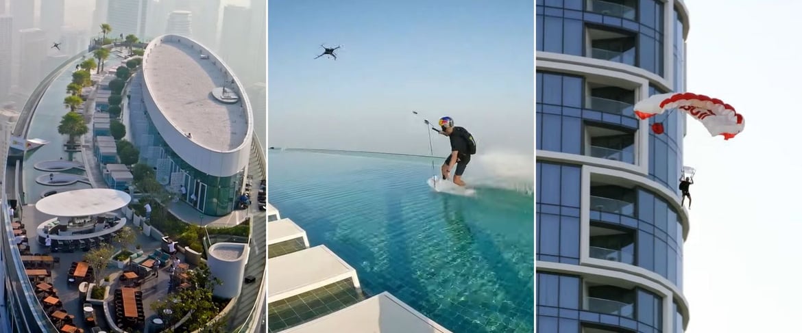 Clad in Prada, this daredevil wakeskated on the world's highest ...