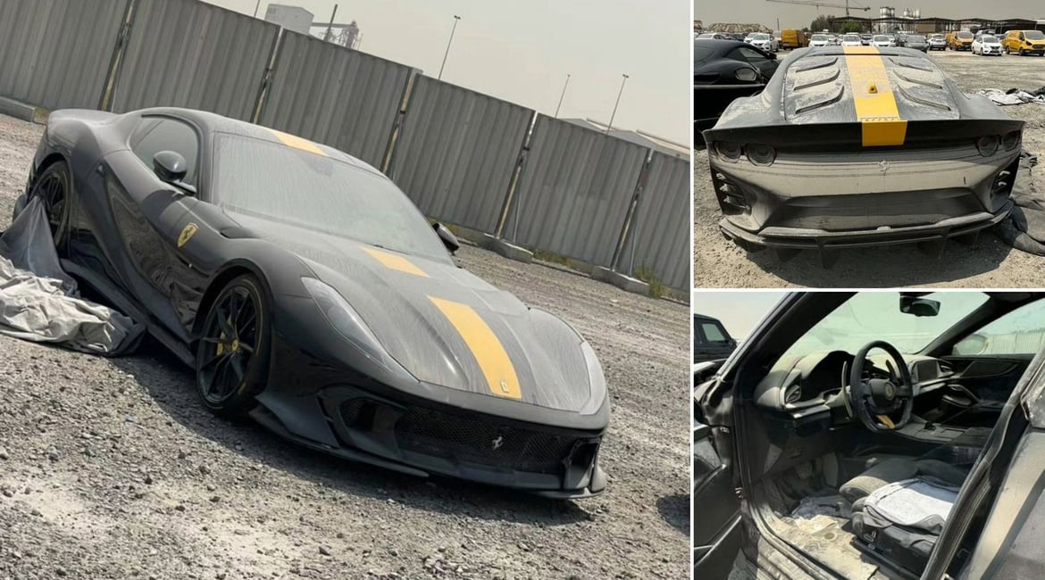 A rare Ferrari that was submerged and severely damaged in the Dubai ...