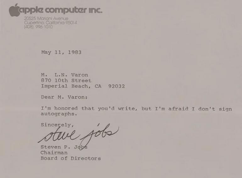 An ardent Steve Jobs fan eagerly wrote to him for an autograph. The ...