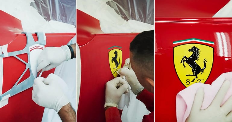 In the age of robotics and automation, Ferrari hand-paints its shield ...