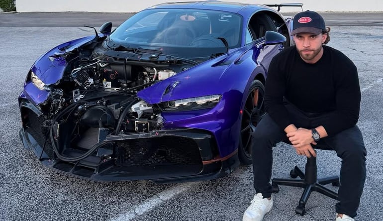 After famously damaging the wing of his $4 million Bugatti Chiron by ...