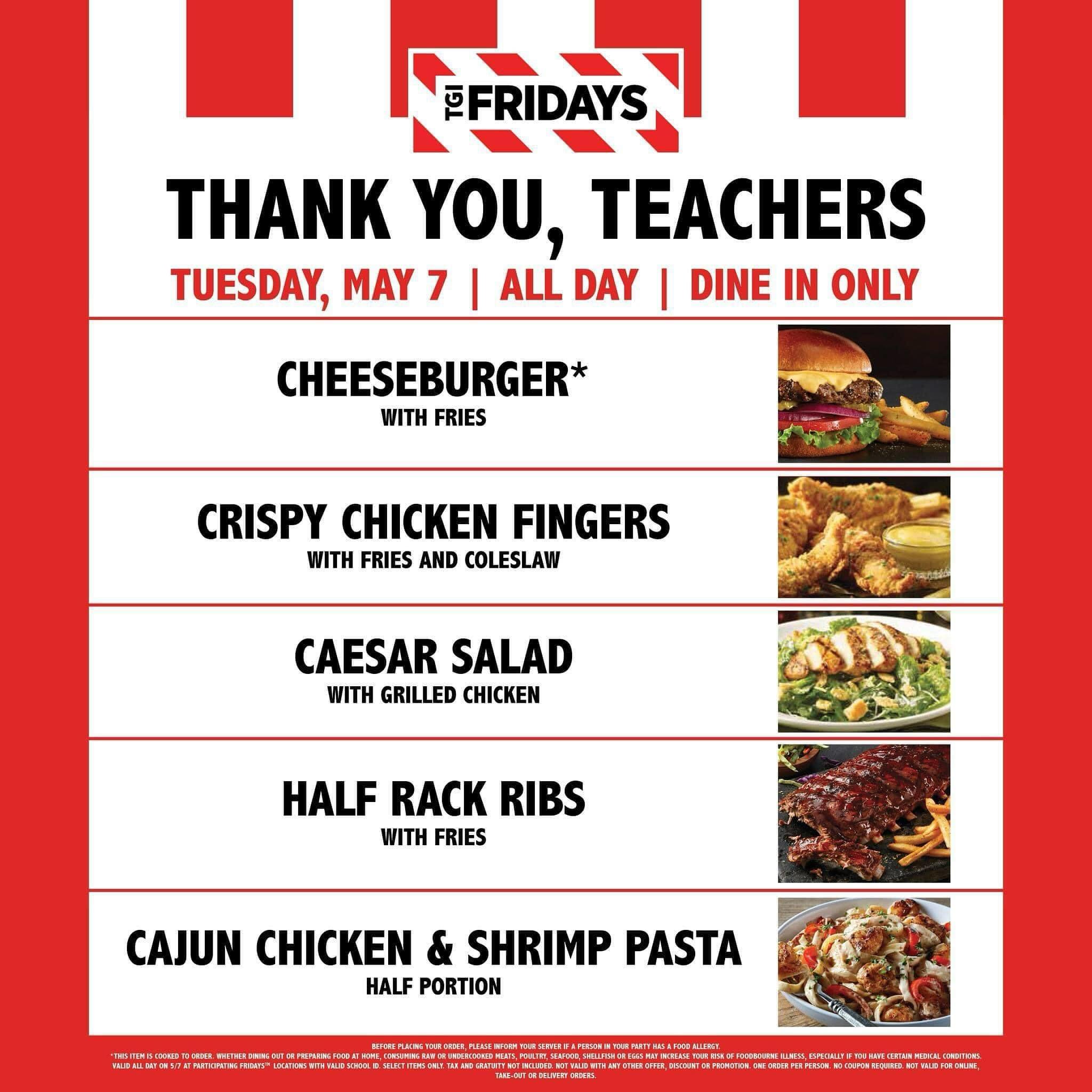 Educators Can Enjoy Complimentary Entrees at TGI Fridays on Teacher ...
