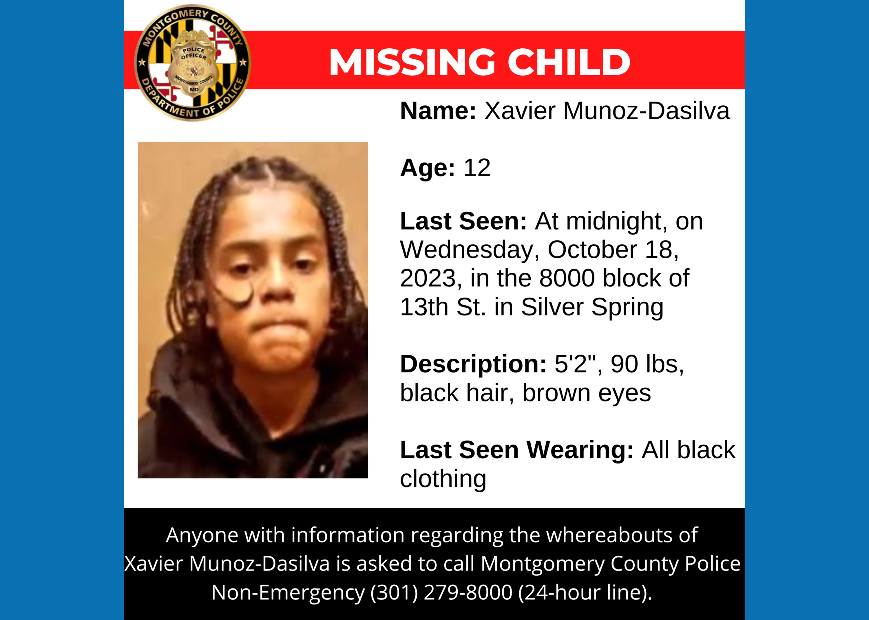 UPDATED: Police: 12-Year-Old Missing Since October 18 | Source of the ...