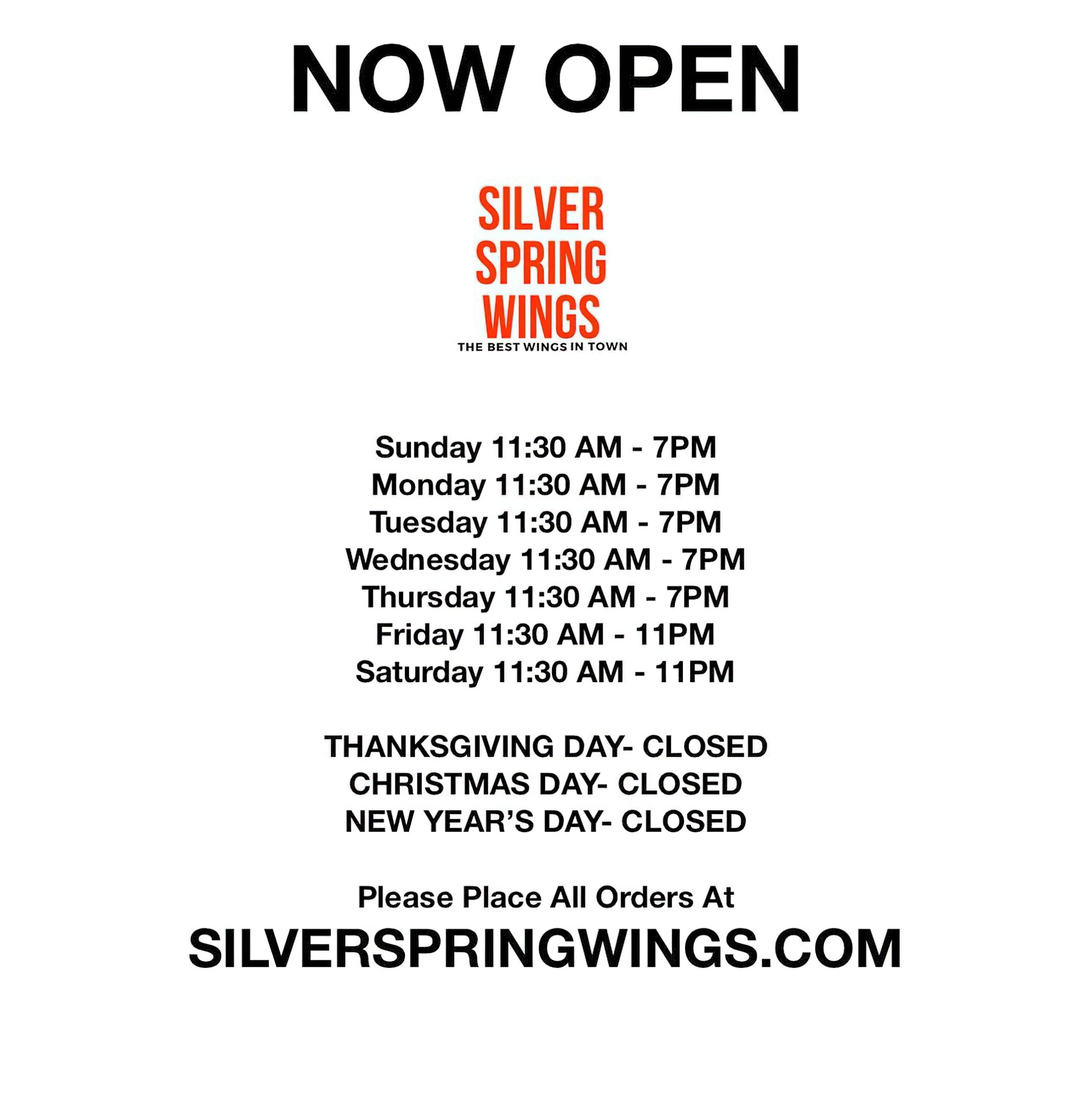 Silver Spring Wings Now Open | Source of the Spring