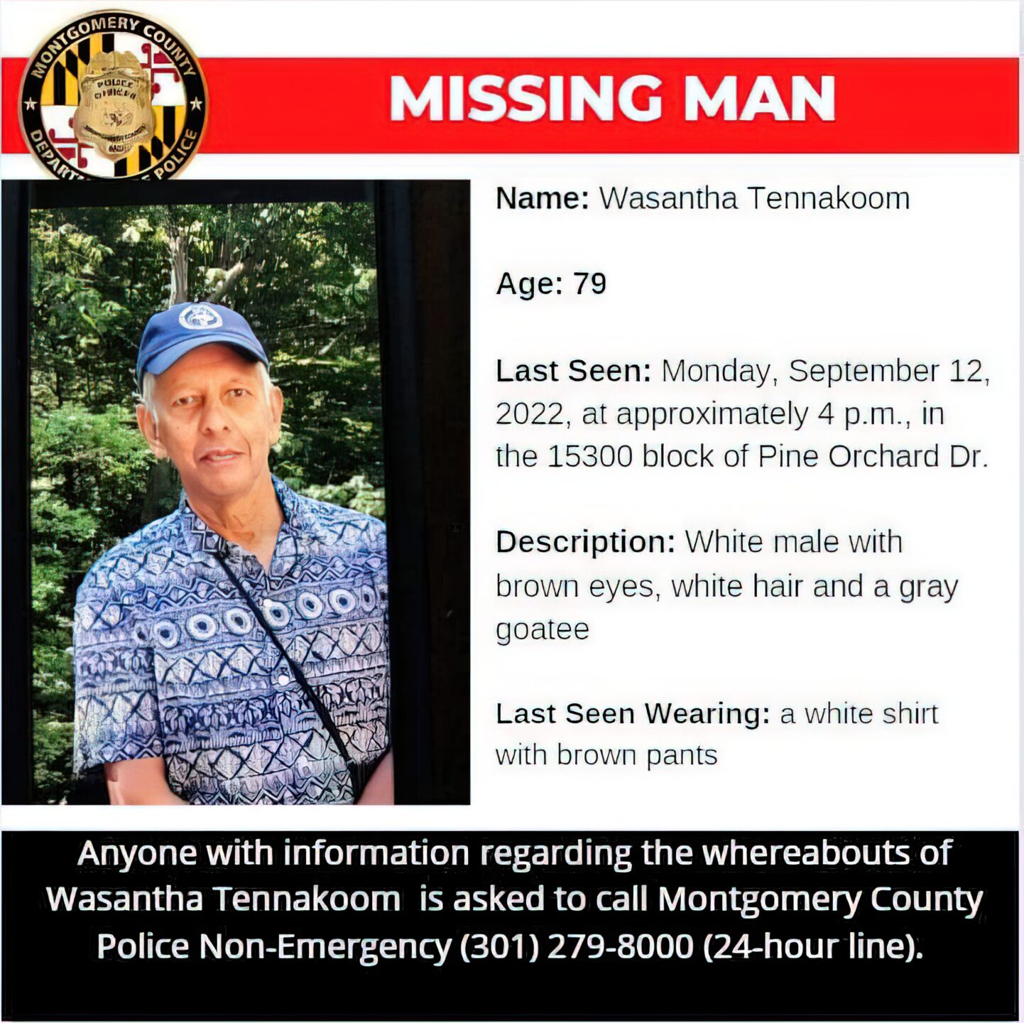 Police: 79-Year-Old Silver Spring Man Missing Since Monday | Source of ... Police: 79-Year-Old Silver Spring Man Missing Since Monday | Source of ...