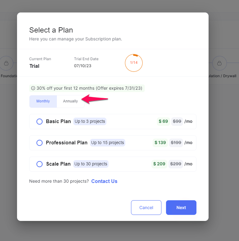Upgrading / Downgrading Your Plan | BuilderPad