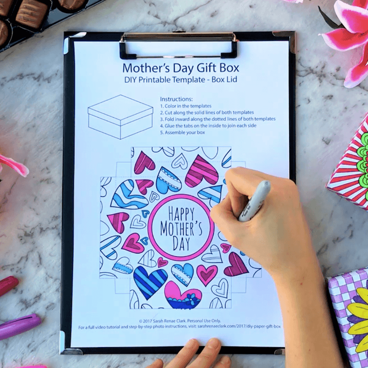 How to Make a Paper Gift Box | Free Template for Mother's Day - Sarah ...