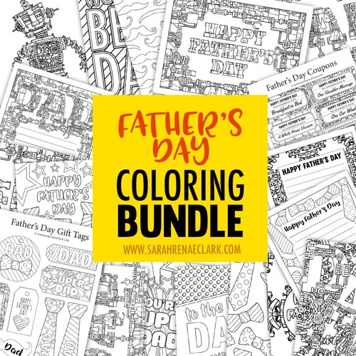 Father's Day Coloring Cards | 10 Pack - Sarah Renae Clark - Coloring ...