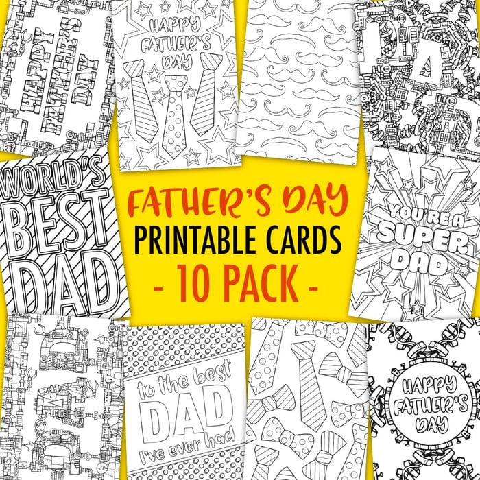 Father's Day Coloring Cards | 10 Pack - Sarah Renae Clark - Coloring ...