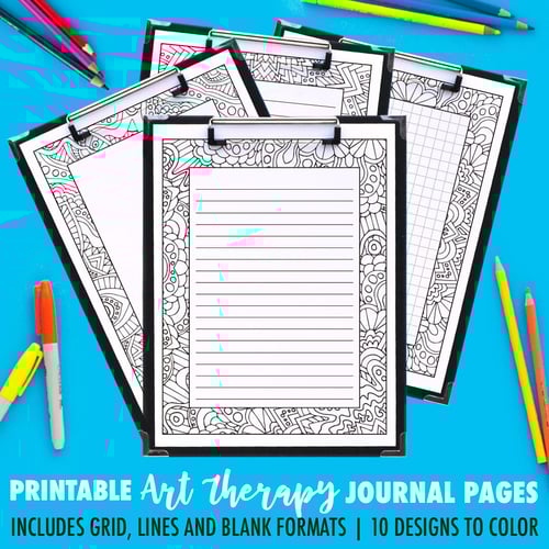 Printable Coloring Journal Pages | Art Therapy Series A | 10 Pack ...