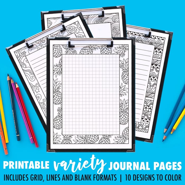 Printable Coloring Journal Pages | Art Therapy Series A | 10 Pack ...