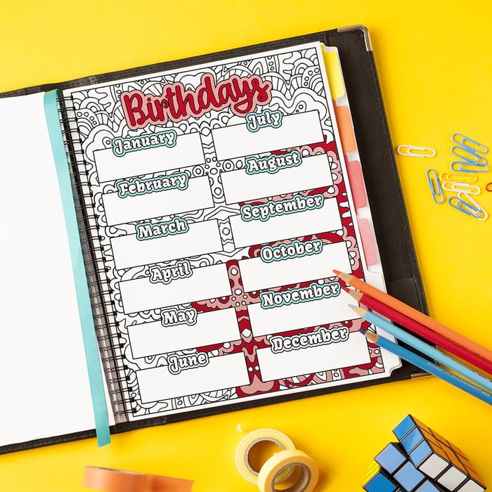Birthday Tracker Printable | PDF Printable planner insert to track ...