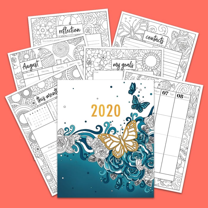 2020 Coloring Planner: Digital & Printable Combo - Sarah Renae Clark ...