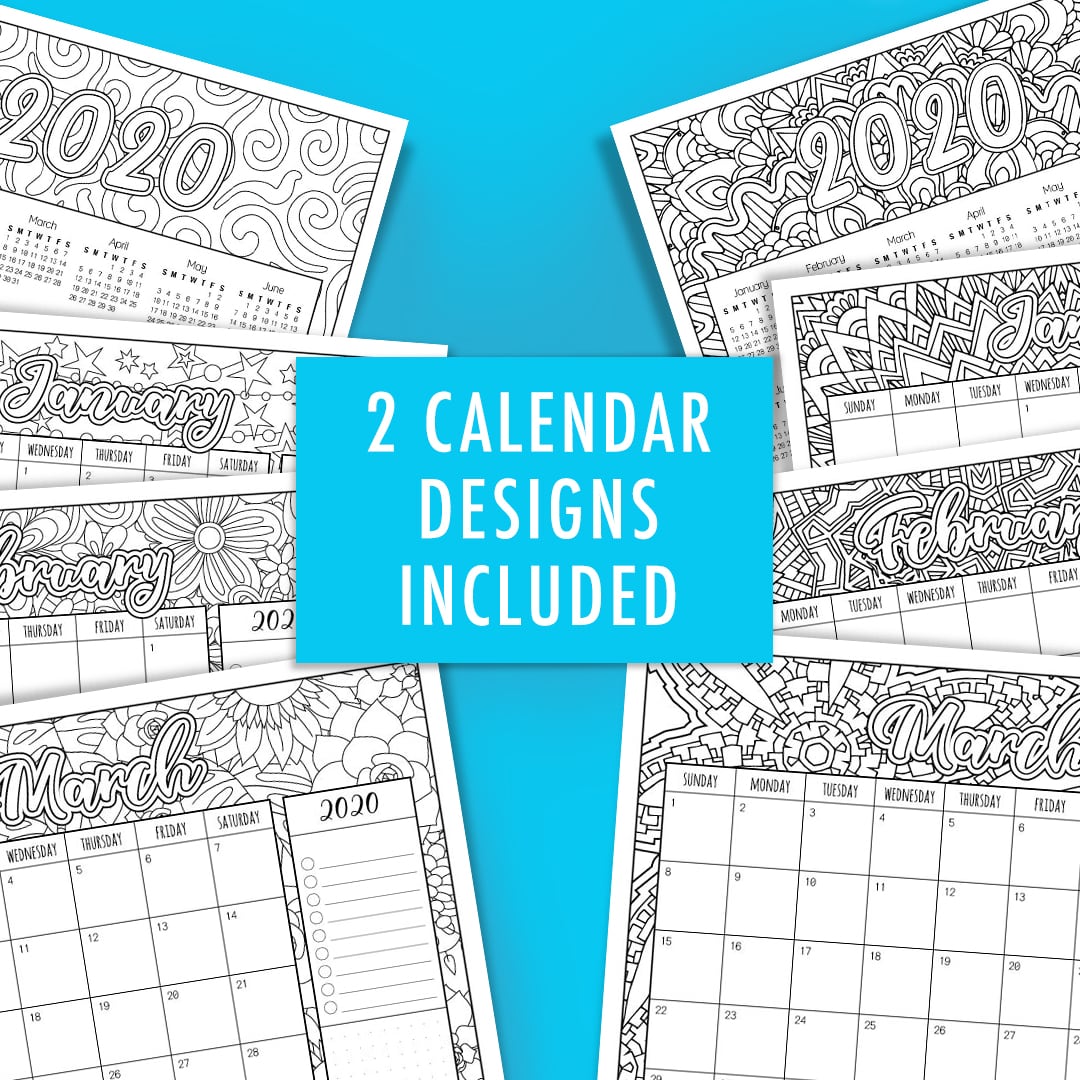 Free 2020 Printable Coloring Calendar - By Sarah Renae Clark