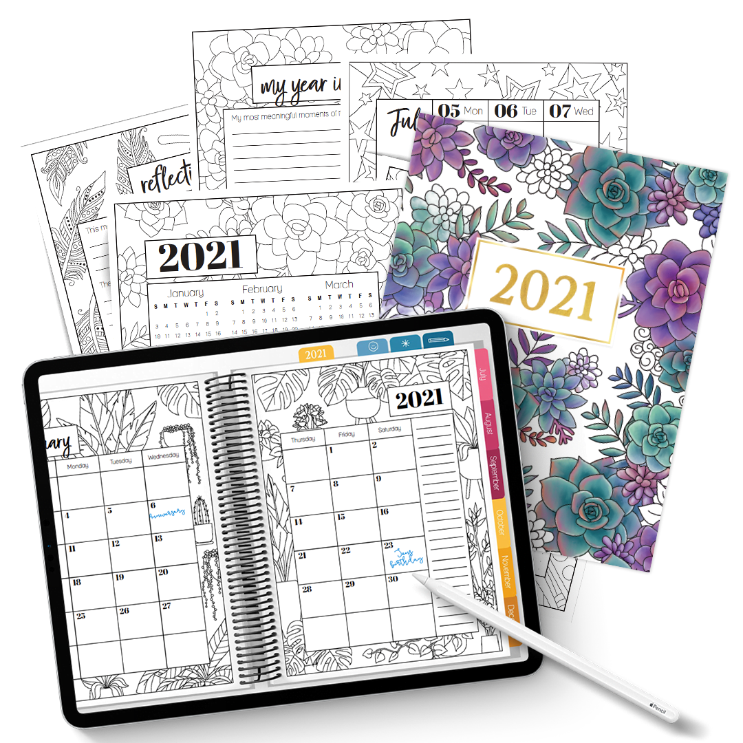 Free 2021 Printable Coloring Calendar - By Sarah Renae Clark