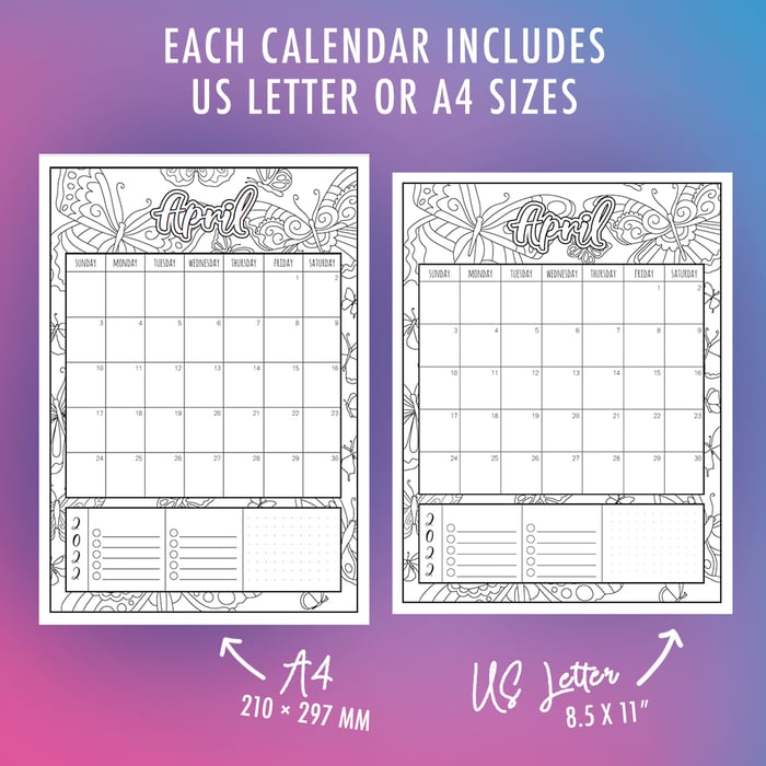 2022 Coloring Calendar - Sarah Renae Clark - Coloring Book Artist and ...