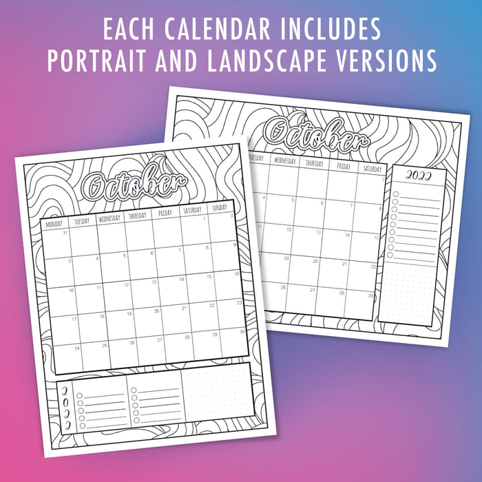 2022 Coloring Calendar - Sarah Renae Clark - Coloring Book Artist and ...