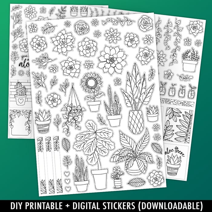 Plant Addict Printable Stickers - Sarah Renae Clark - Coloring Book ...