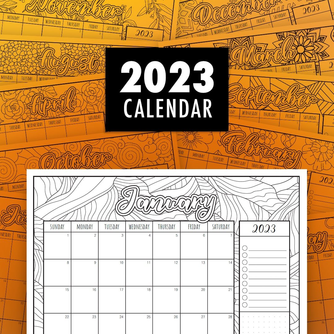 Free 2023 Printable Coloring Calendar - By Sarah Renae Clark