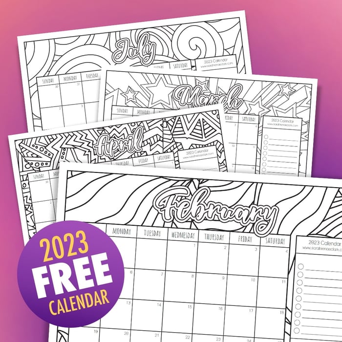 Free 2023 Coloring Calendar Printable